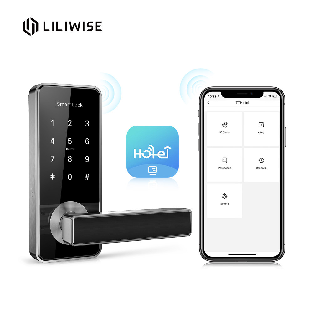 RFID Wifi Hotel Door Locks Electronic Door Handle Smart Hotel Door Lock ...