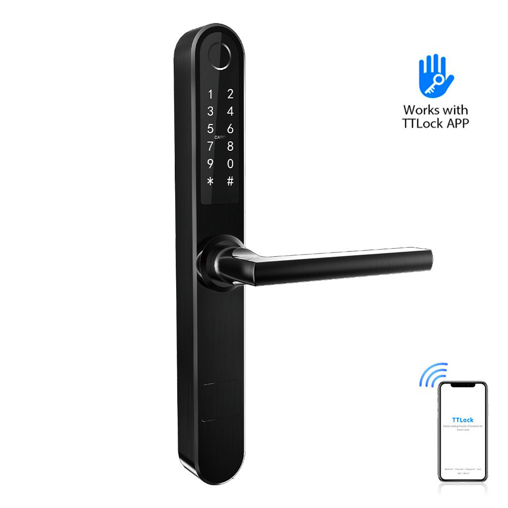 TTlock App Lock Body Mortise European Smart Door Lock With Pull Handle