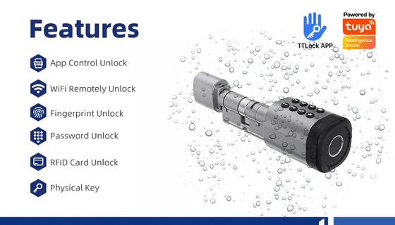 Adjustable WiFi BLE Digital Door Lock Smart Cylinder With Mechanical Key