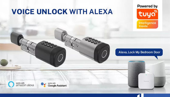 Adjustable WiFi BLE Digital Door Lock Smart Cylinder With Mechanical Key