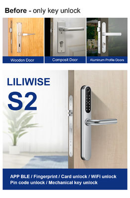 Waterproof Aluminium Door Lock Slim Smart With Cylinder