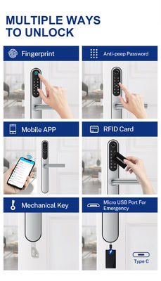 Waterproof Aluminium Door Lock Slim Smart With Cylinder