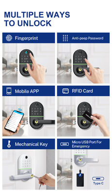 Tuya Wifi Digit Fingerprint Keypad Smart Door Lock Aluminum Alloy Material