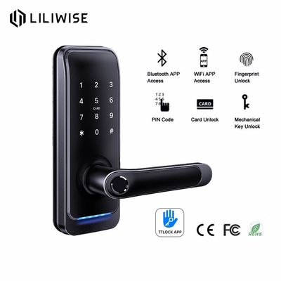 Customized Smart RFID Card Thumbprint Door Lock Matted Black